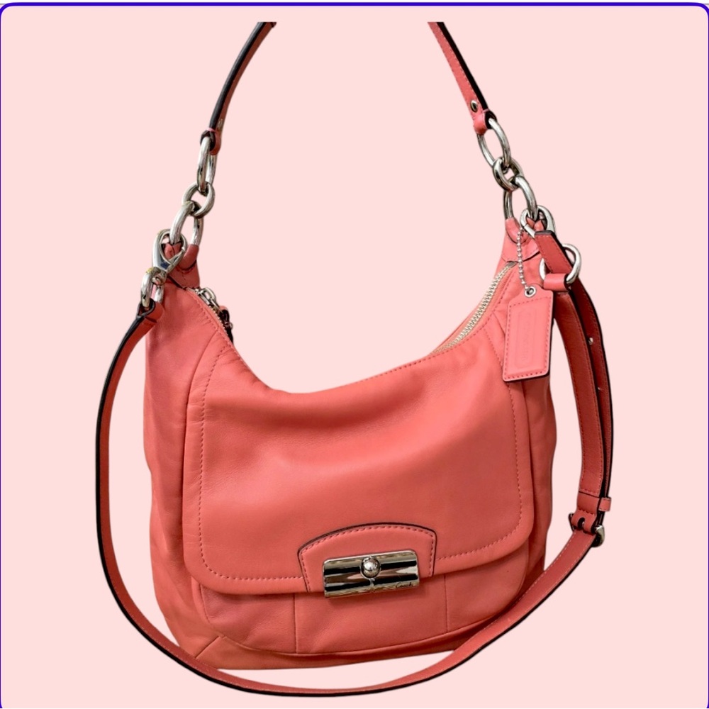 Coach Kristin Coral Leather Shoulder Bag - Gem